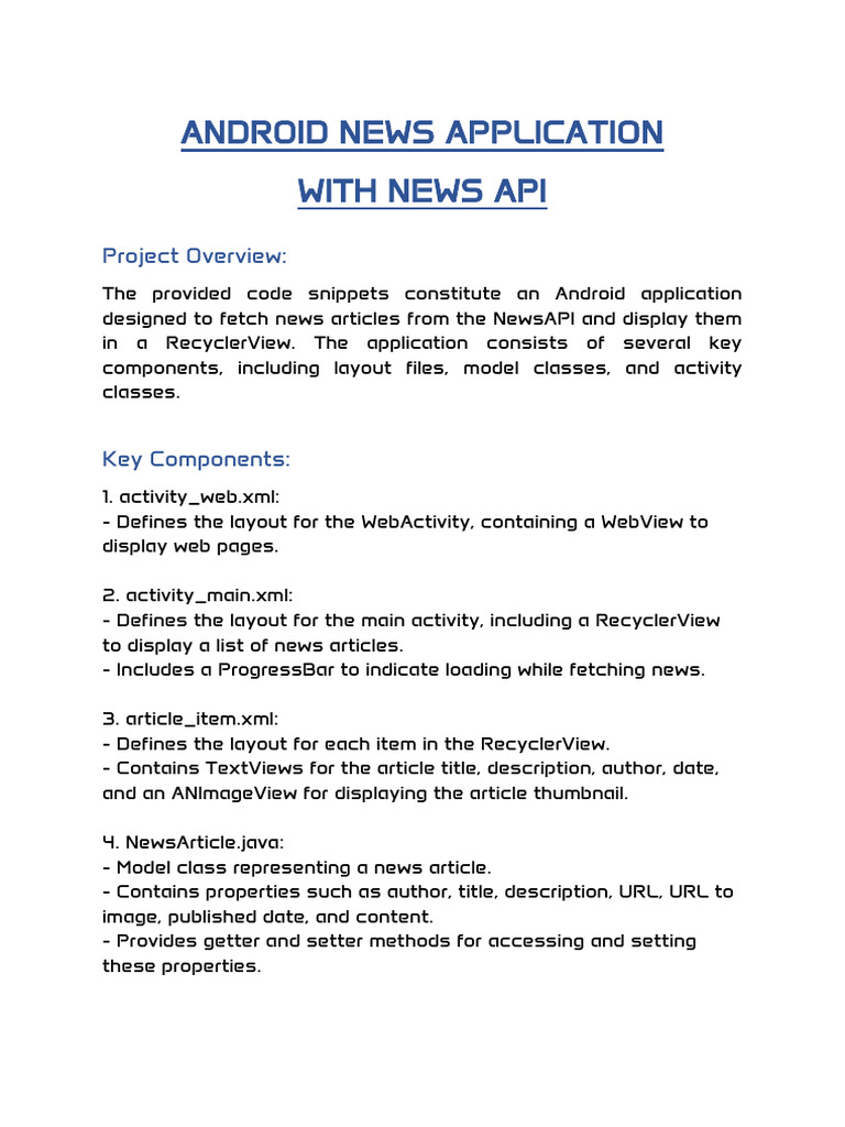 Android News Application With News Api: Project Overview | PDF | Xml | Java (Programming Language)