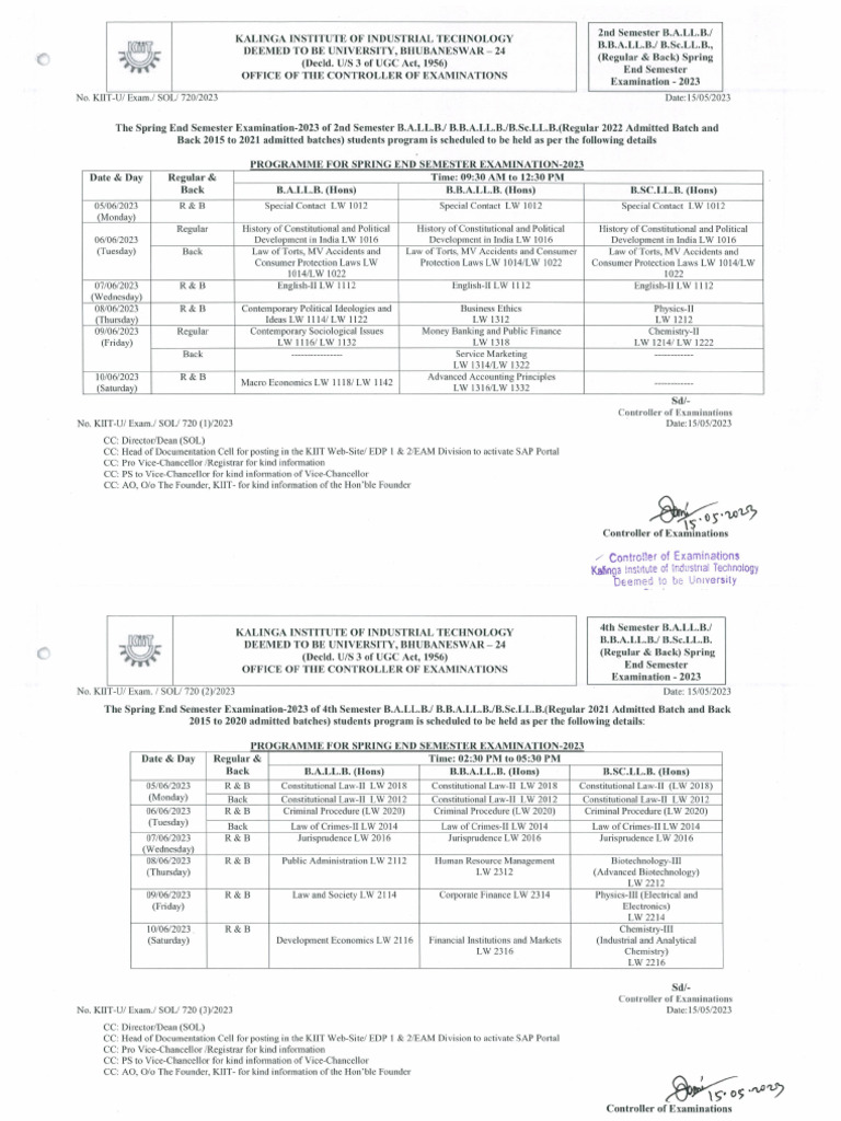 Schedules of LLB,LLM & Ph.d | PDF