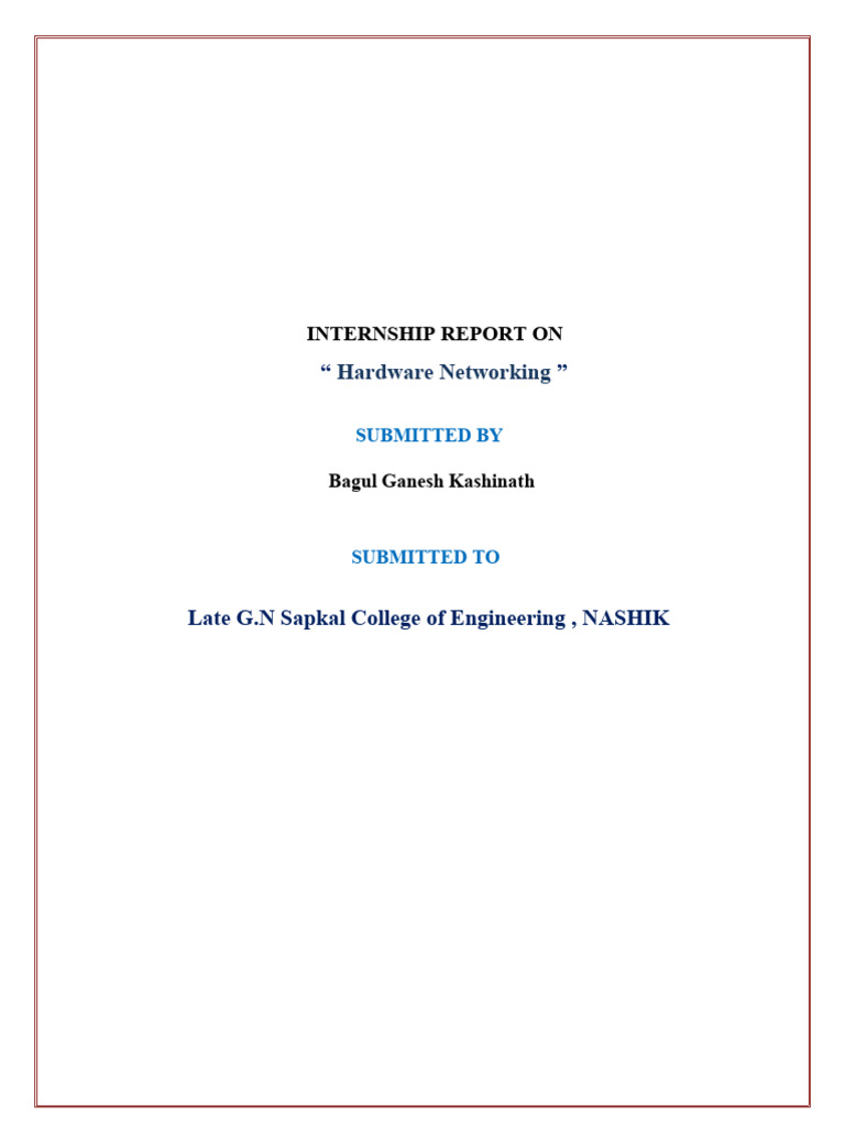 Hardware Networking Inturnship Report | PDF | Random Access Memory | Floppy Disk