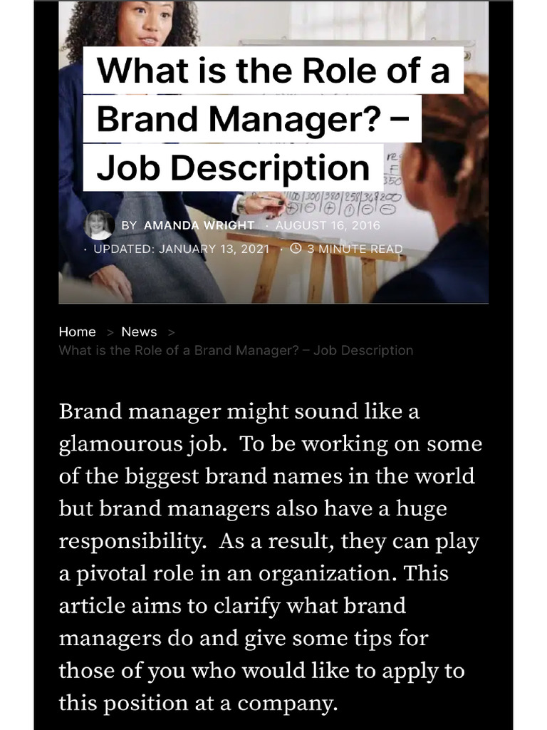 Role of Brand Manager | PDF