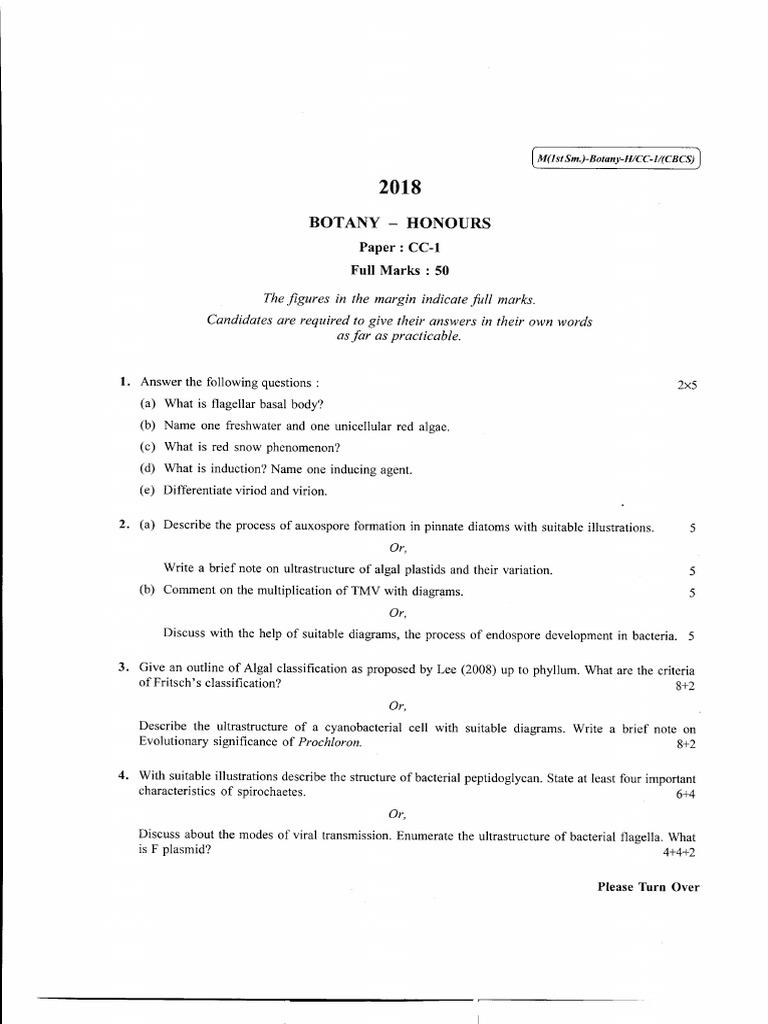 Botany H CC1 2018 | PDF