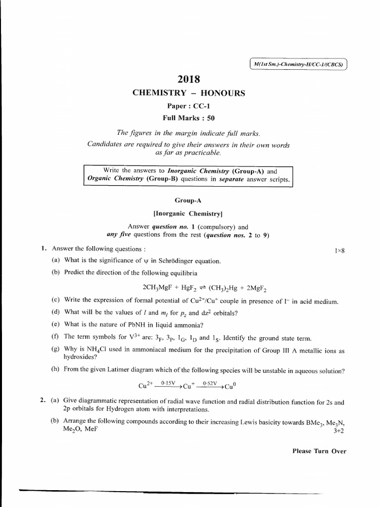 Chem H CC1 2018 | PDF