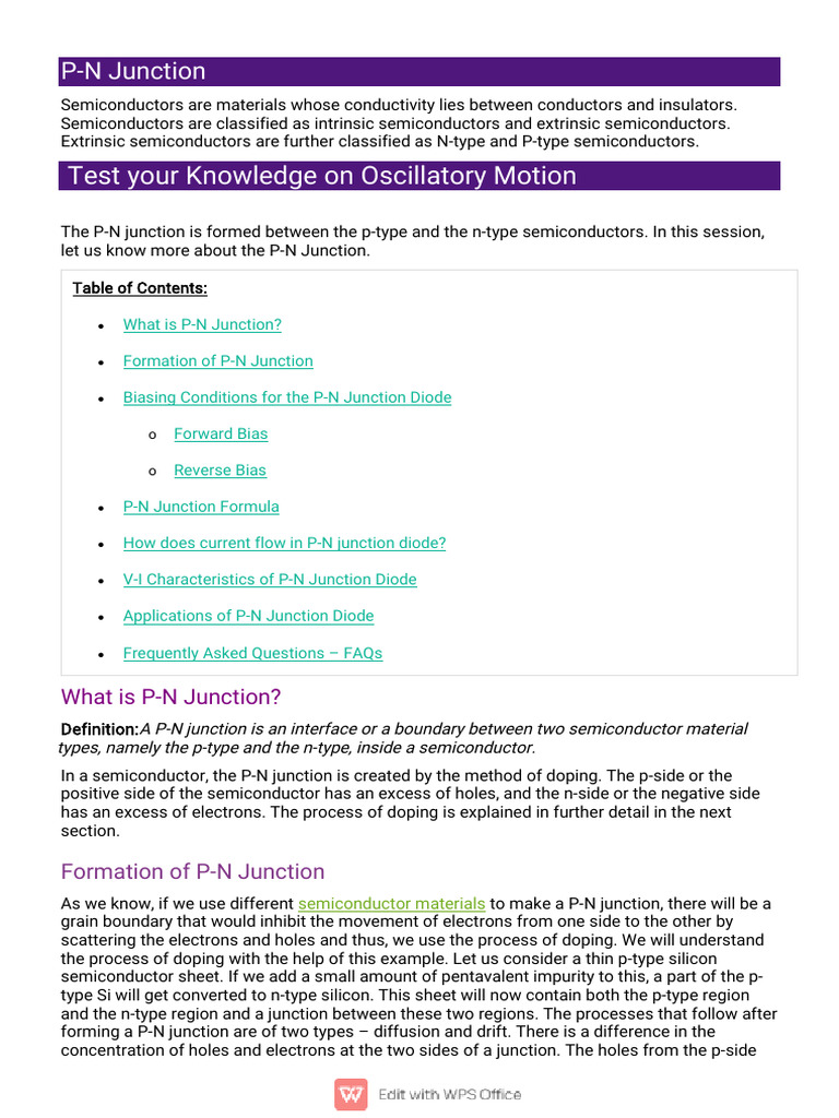 Diode | PDF | P–N Junction | Diode