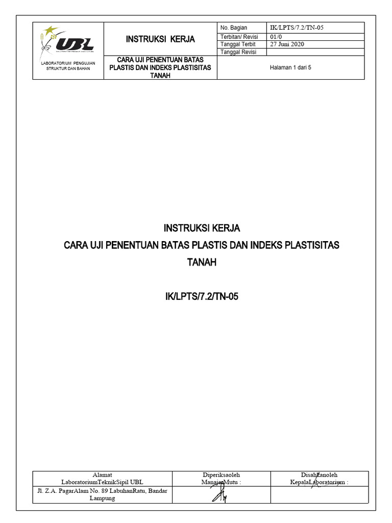 Uji Batas Plastis dan Indeks Plastisitas Tanah | PDF