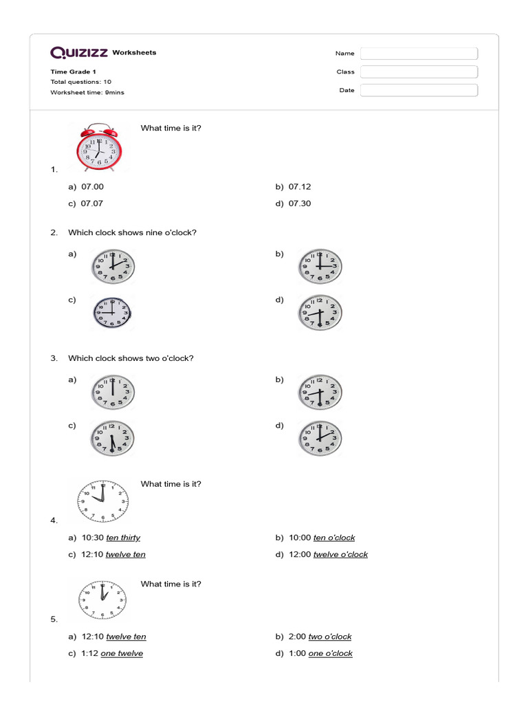 Telling Time 1 | PDF