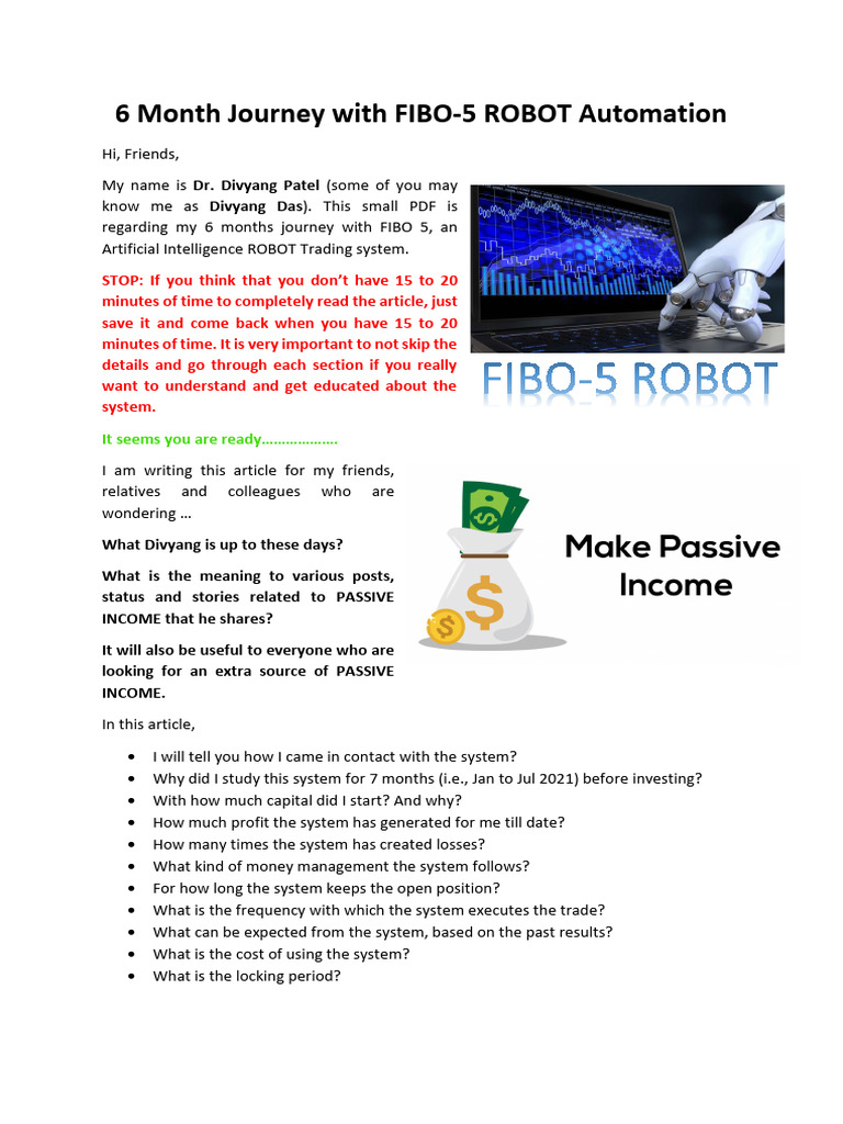 6 Months Journey With FIBO5 Robot Automation System Final 02 | PDF | Foreign Exchange Market | Risk
