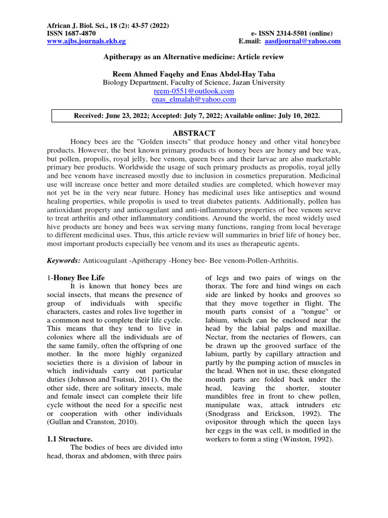 AJBS Volume 18 Issue 2 Pages 43-57 | PDF | Honey Bee | Gastroesophageal ...