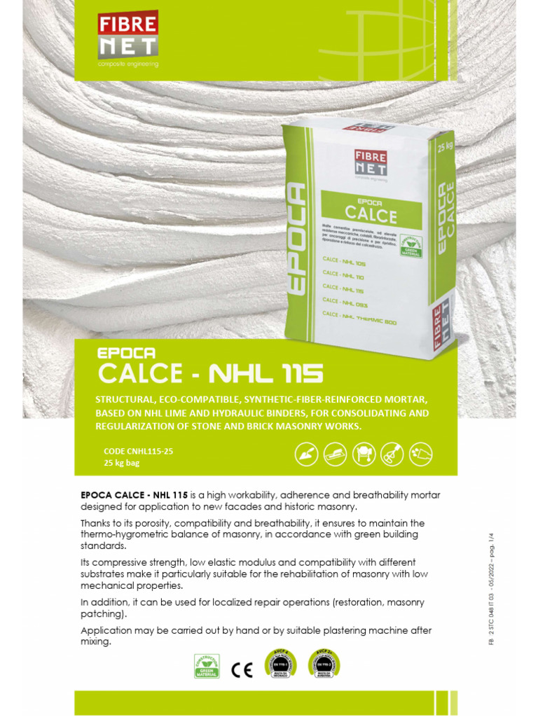FB 12 STC 048 en 03 - Epoca Calce NHL115 - Eng | PDF | Plaster | Mortar ...