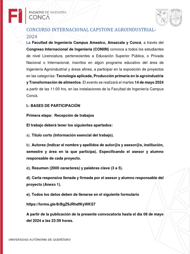 Convocatoria Capston 2024 | PDF
