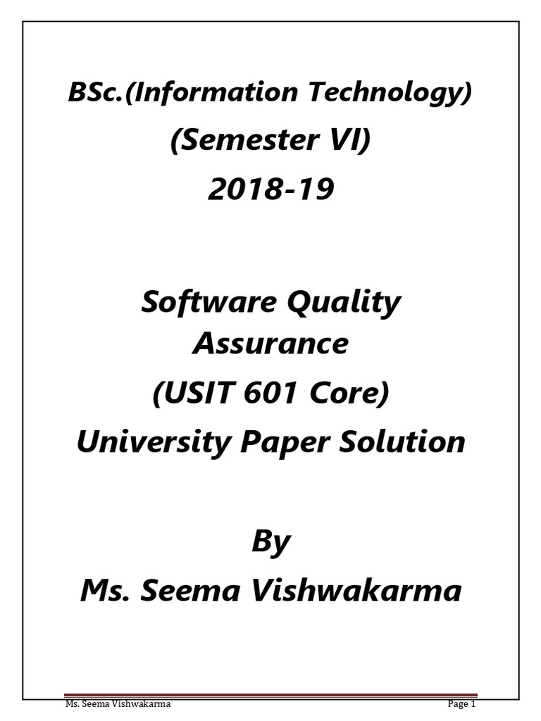 Sqa Paper Solution Nov19 Pdf Software Testing Verification And Validation