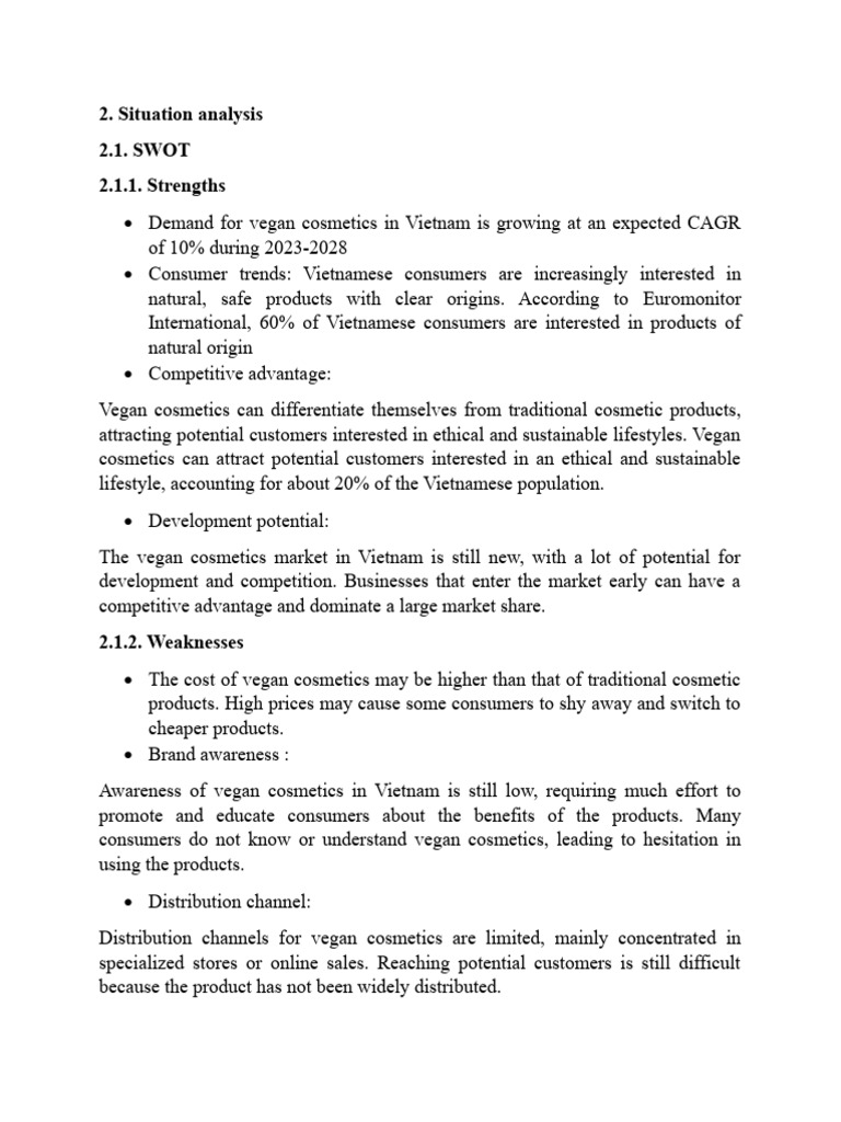 Swot - Chính | PDF | Brand | Cosmetics