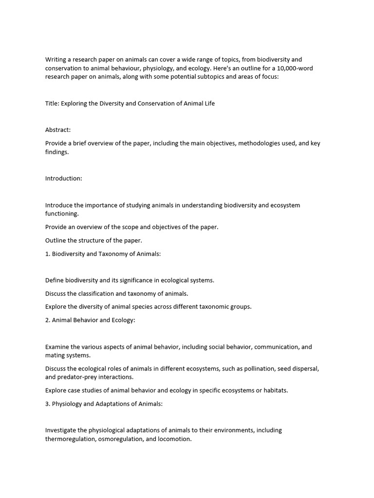 Animal Research Paper Outline | PDF | Conservation Biology | Ecology