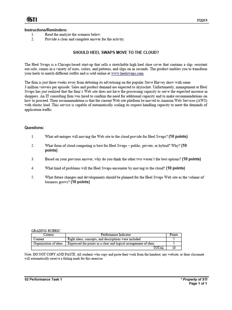 02 Performance Task 1 | PDF | Cloud Computing | World Wide Web