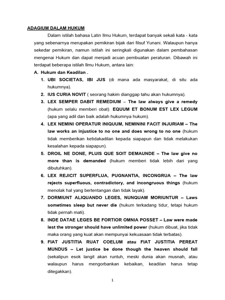 Adagium Hukum dalam Bahasa Latin | PDF