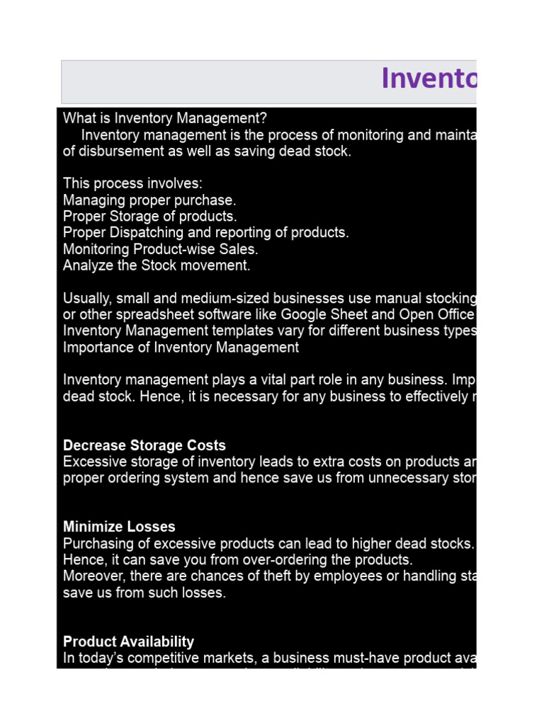 Stock Inventory Managements | PDF | Inventory | Sales