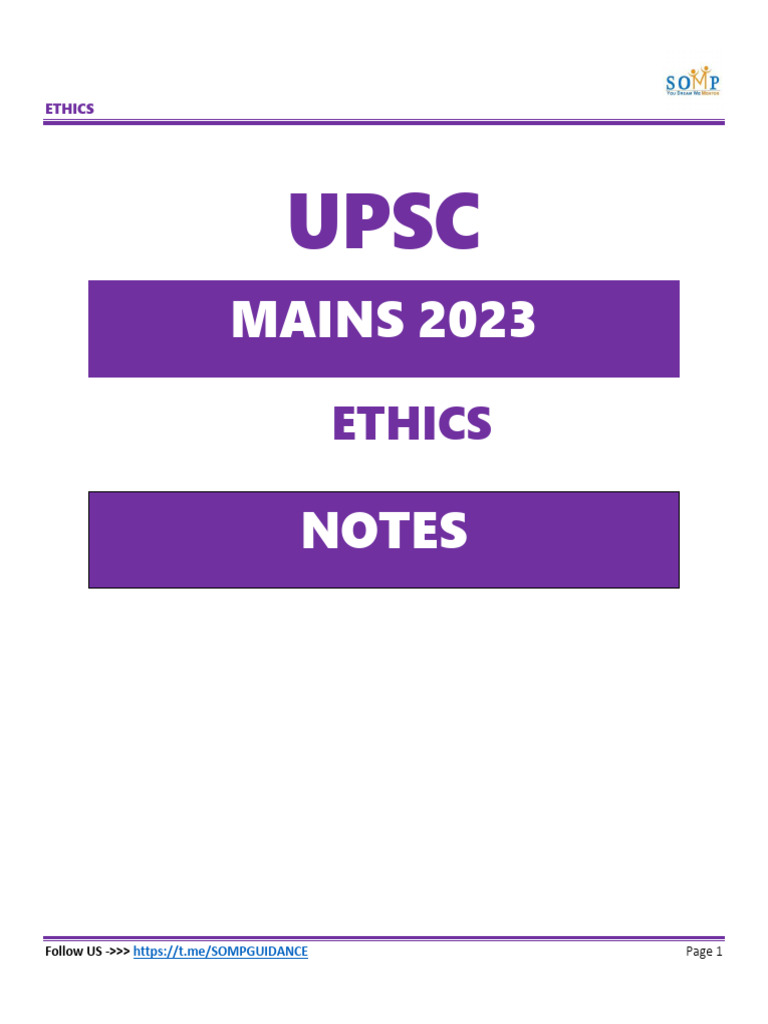 UPSC Ethics Notes for Mains 2023 | PDF | Attitude (Psychology) | Morality