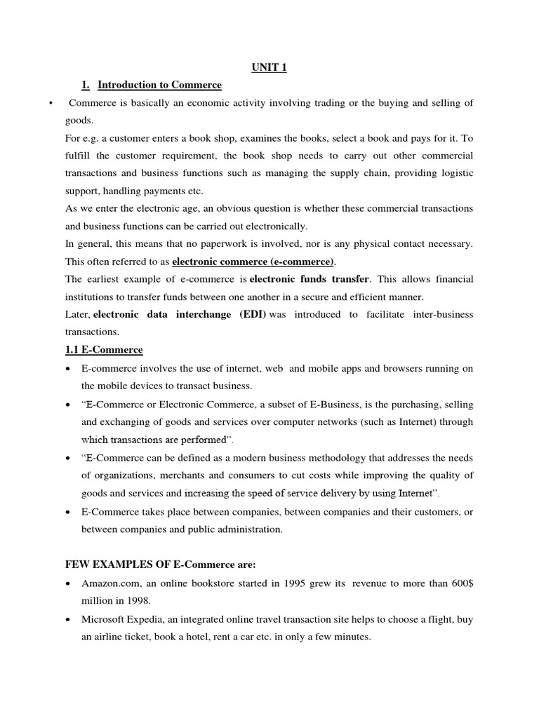 Unit 1 (E Commerce) | PDF | E Commerce | Internet