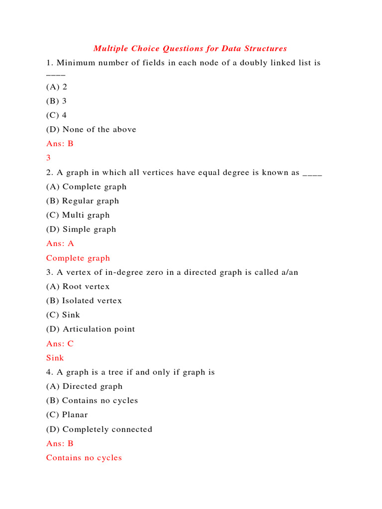 MCQs On DS | Download Free PDF | Theoretical Computer Science | Algorithms And Data Structures