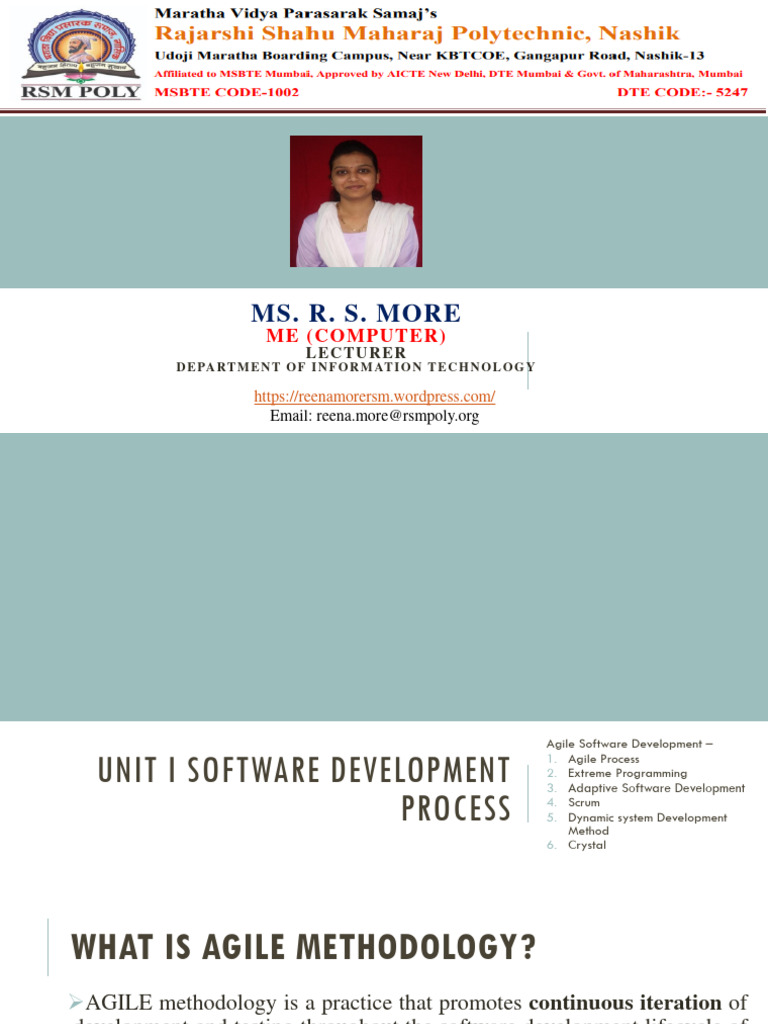 Unit-1-Agile Software Development | PDF | Software Development Process | Agile Software Development