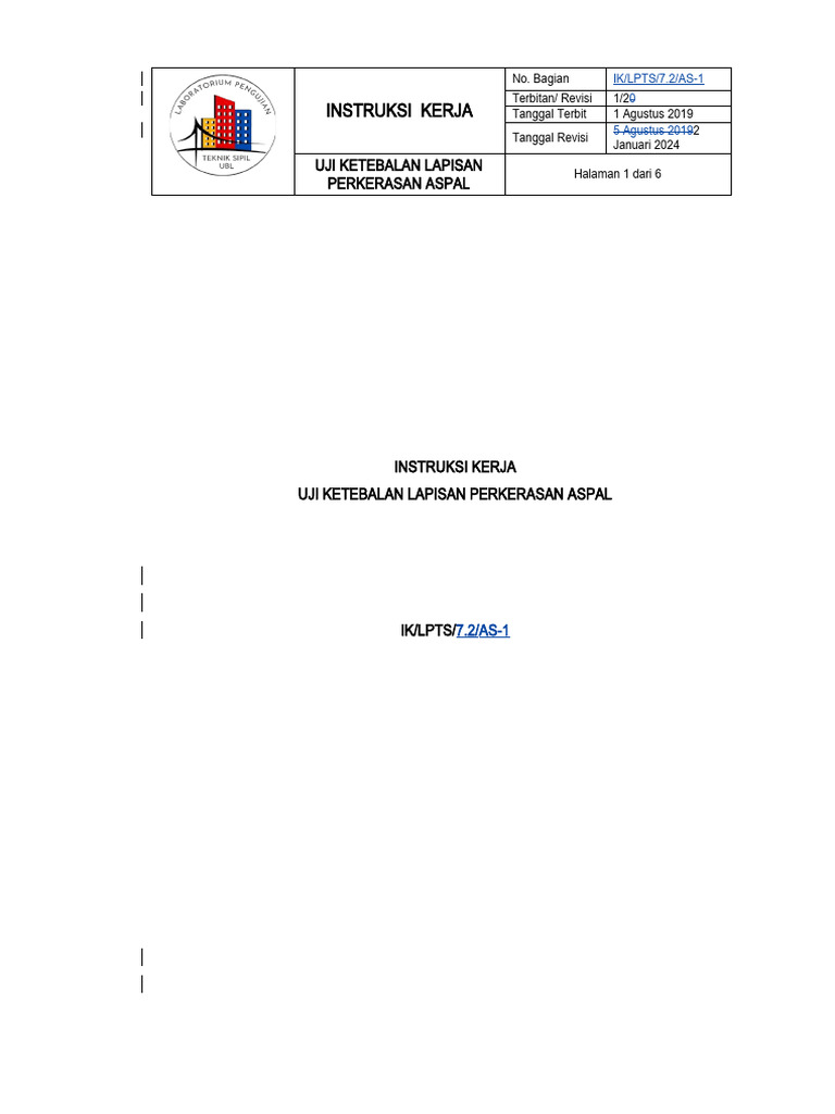 Uji Ketebalan Perkerasan Aspal 2024 | PDF