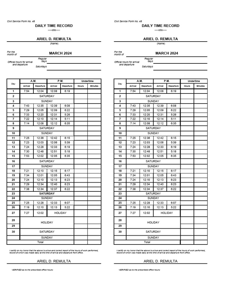 Eva DTR March 2024 | PDF