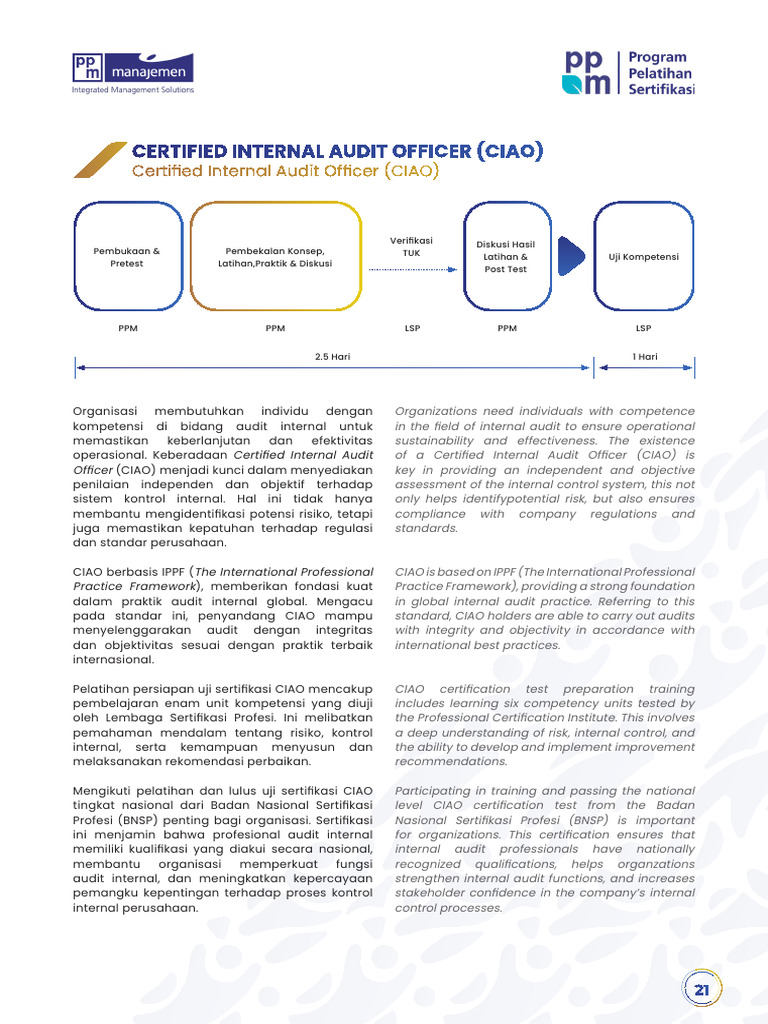 Certified Internal Audit Officer (Ciao) | PDF | Karier & Perkembangan | Pengelolaan Keuangan & Uang