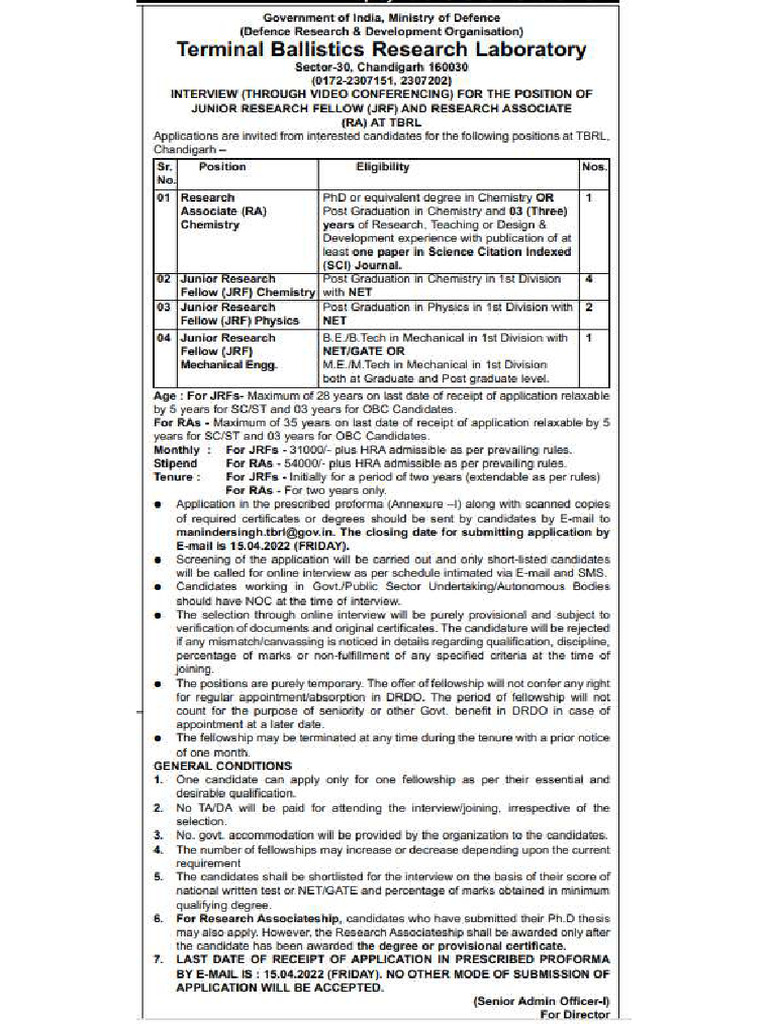 Drdo-Tbrl-21 03 2022 | PDF