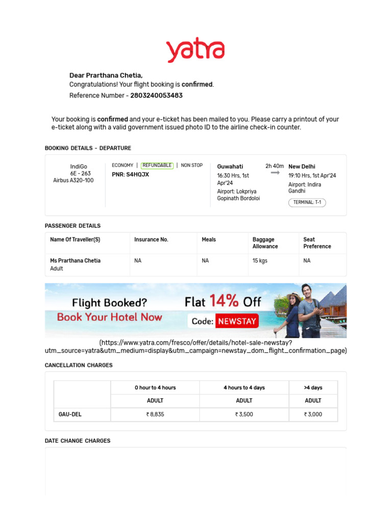 Flight Booking Confirmation | PDF | Airport | Airlines
