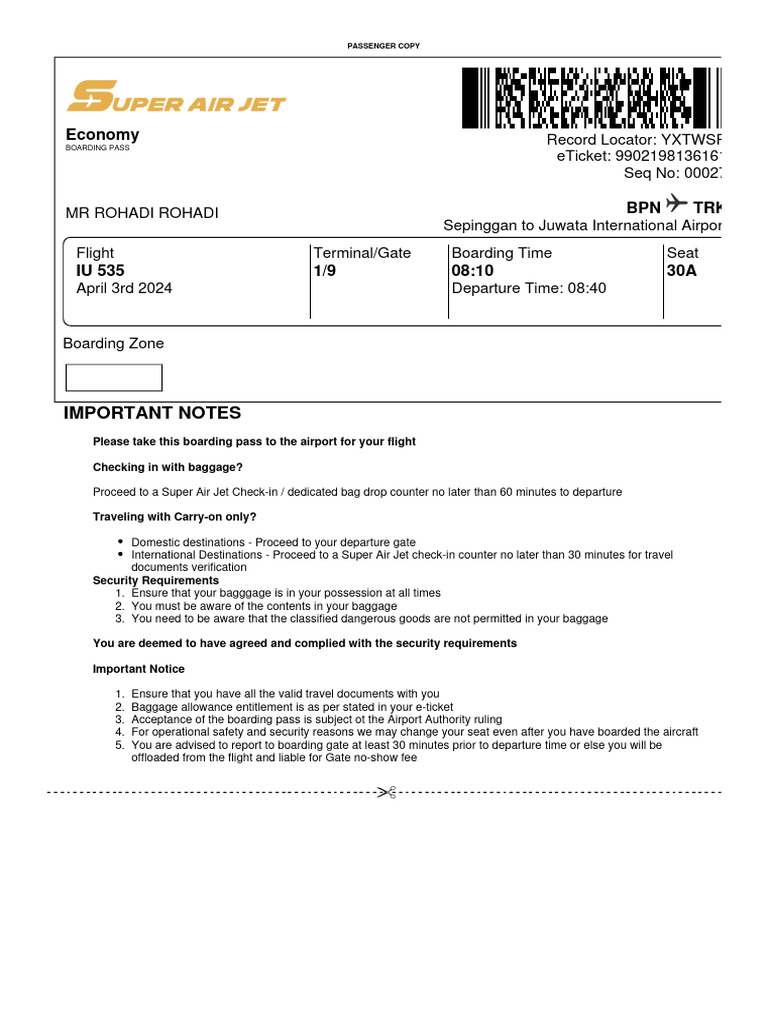 boarding-pass | PDF | Baggage | Transport