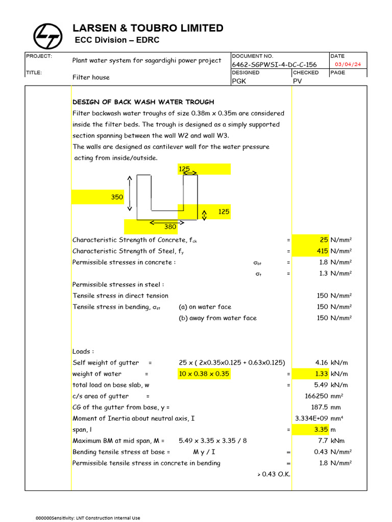 3)Backwash Water Trough | PDF | Bending | Stress (Mechanics)