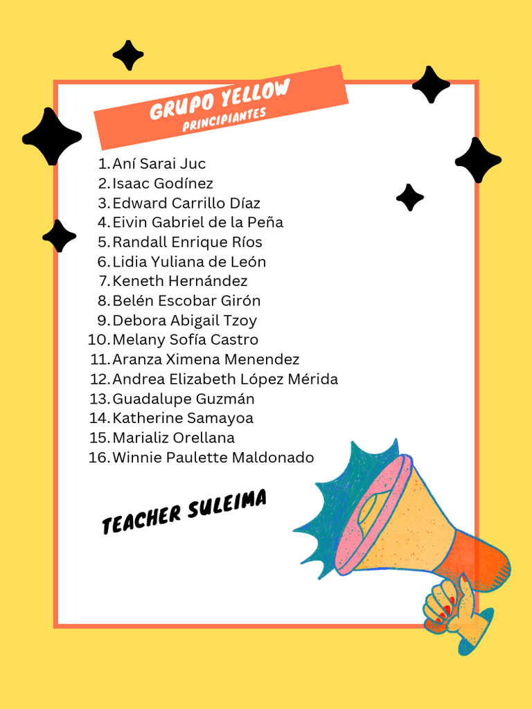 English Classes Yellow and Red Groups | PDF