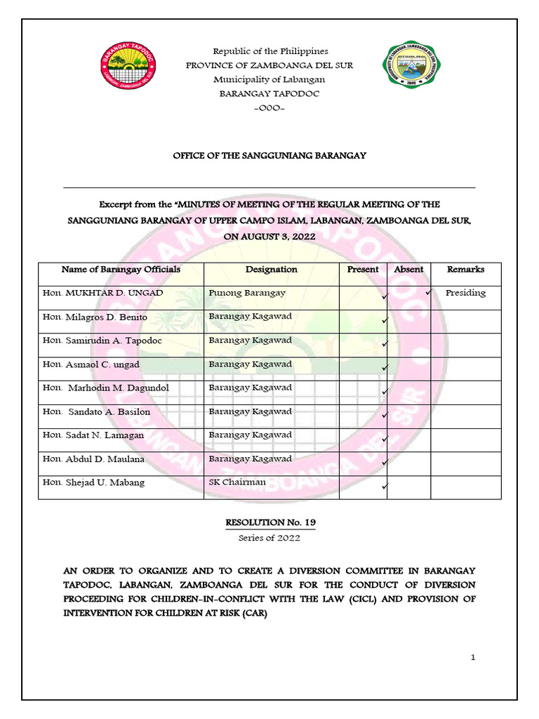 RESOLUTION 17 Creation of Diversion Committee - Aurora | PDF ...