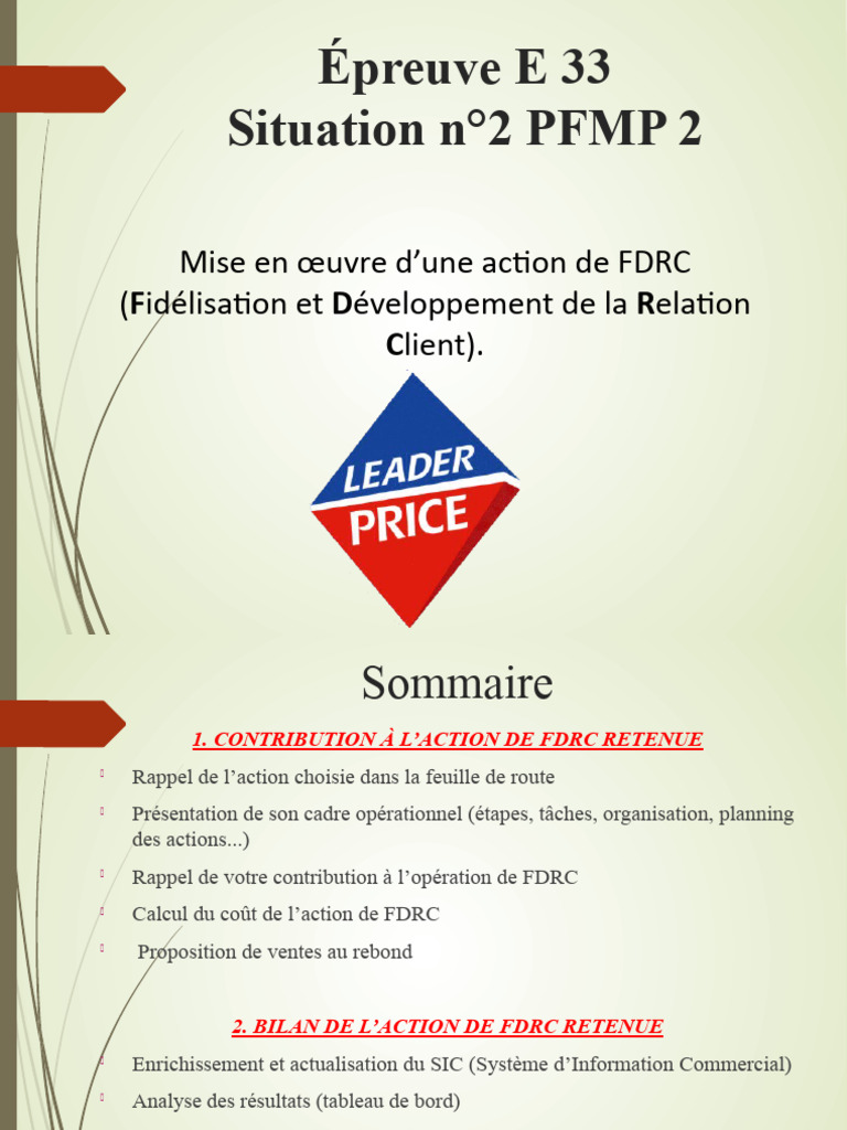 Diapo E33 Situation 2 FDRC PFMP 2 - Finale | PDF | Évolution de carrière | Affaires
