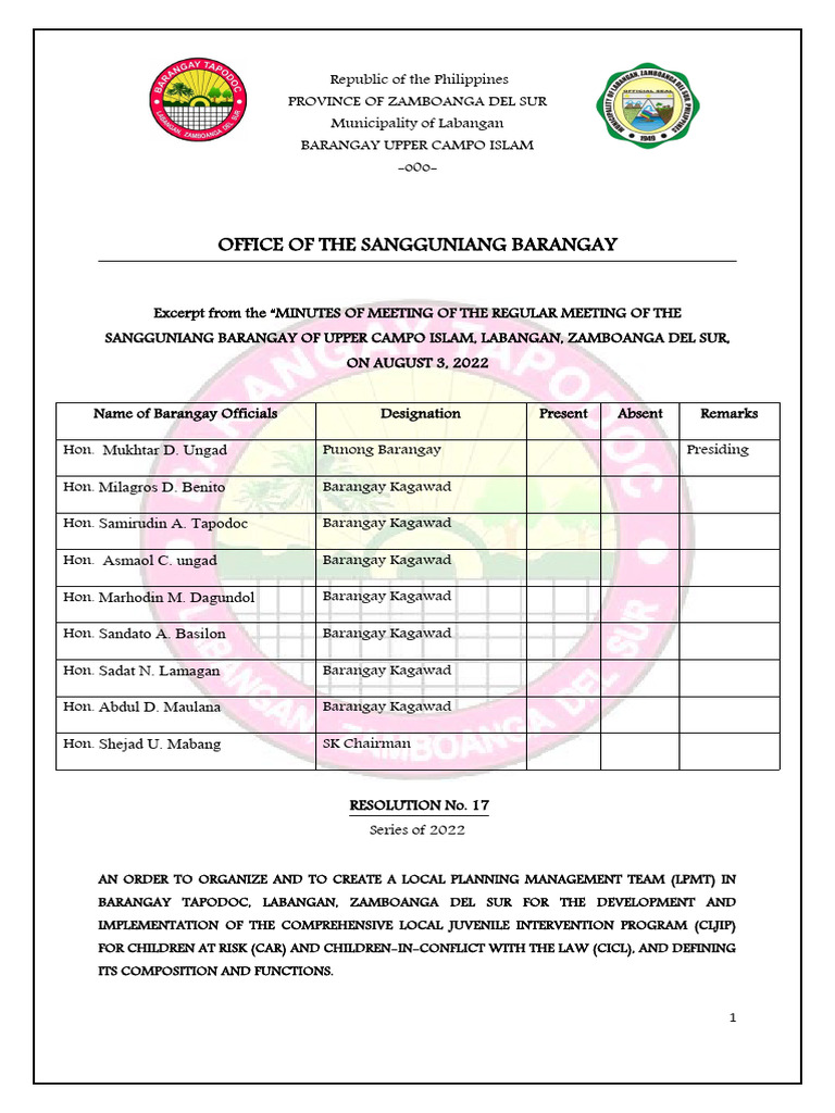 Resolution 18 LPMT Ceation | PDF