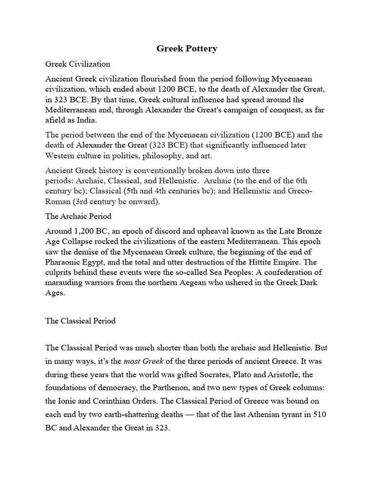 Greek Pottery | PDF | Ancient Greece | Pottery