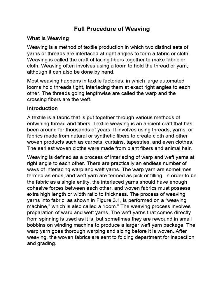 Weaving | PDF | Loom | Weaving