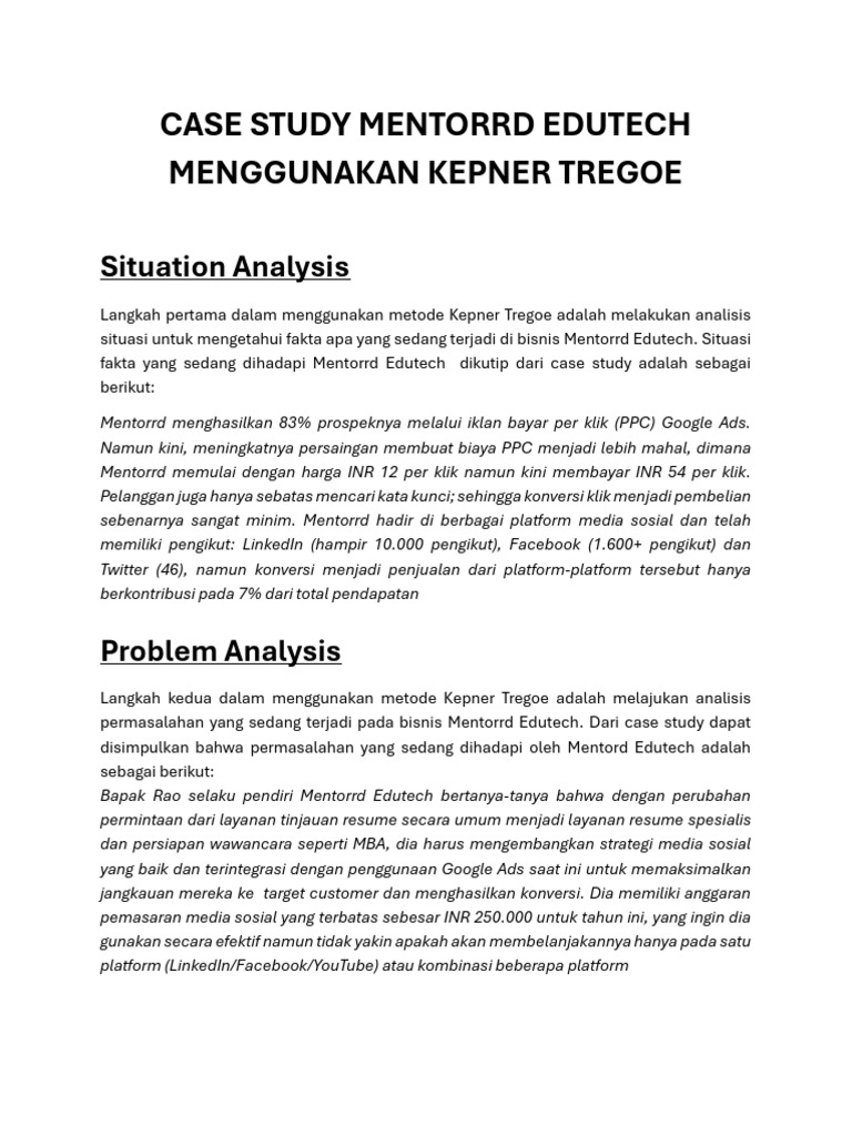 Case Study 12 - Mentorrd Edutech | PDF | Karier & Perkembangan | Bisnis