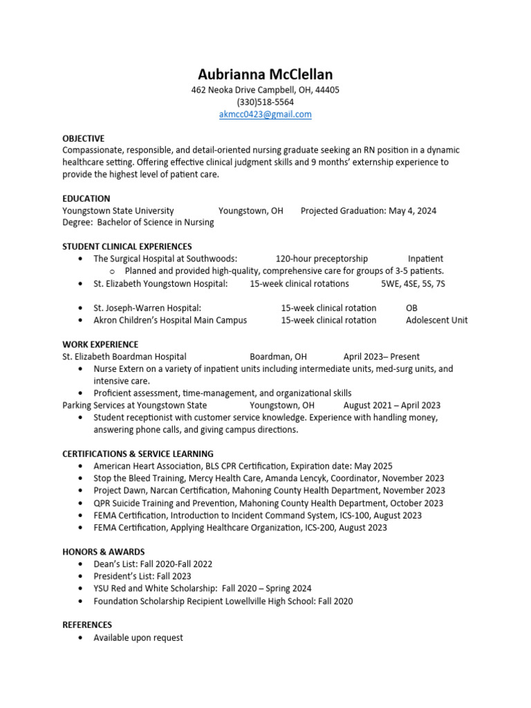 Resume Final | PDF | Nursing | Patient
