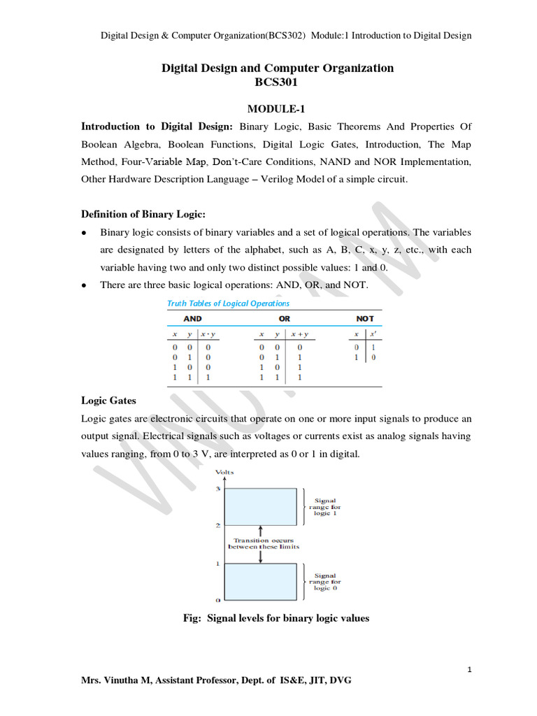 Module 1 DDCO | Download Free PDF | Logic Gate | Hardware Description Language