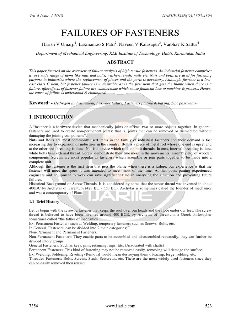 Failures of Fasteners | PDF | Screw | Corrosion
