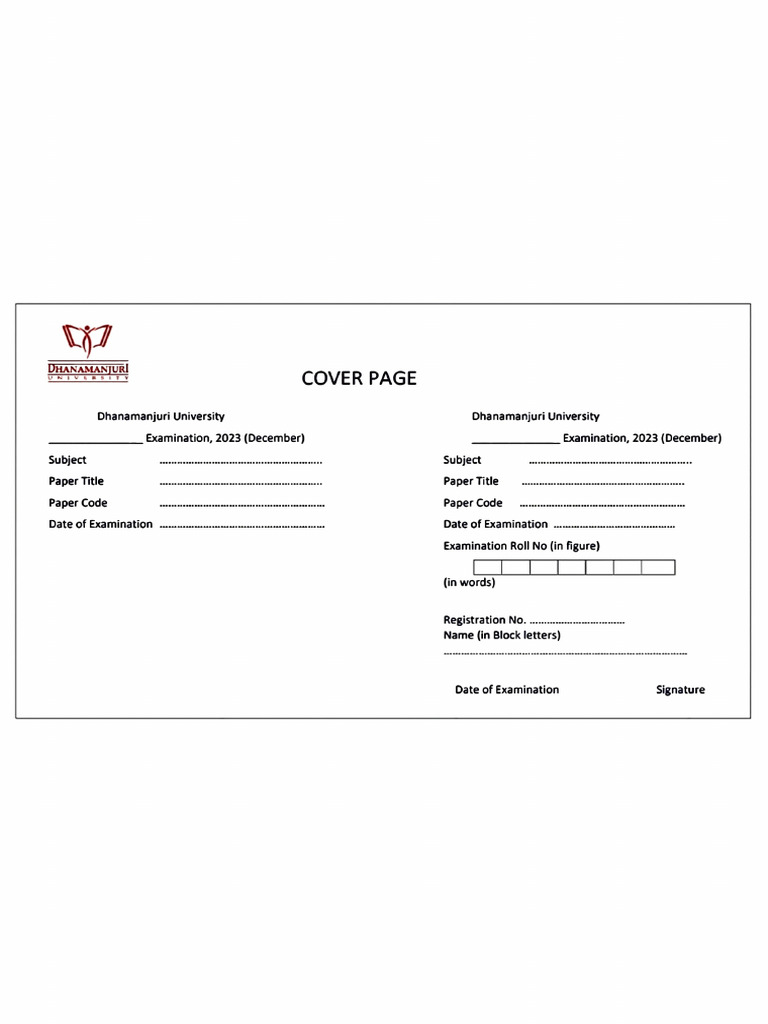 Cover Page DMU | PDF