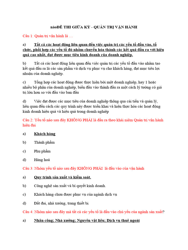 Tổng ôn giữa kì và cuối kì QTVH | PDF