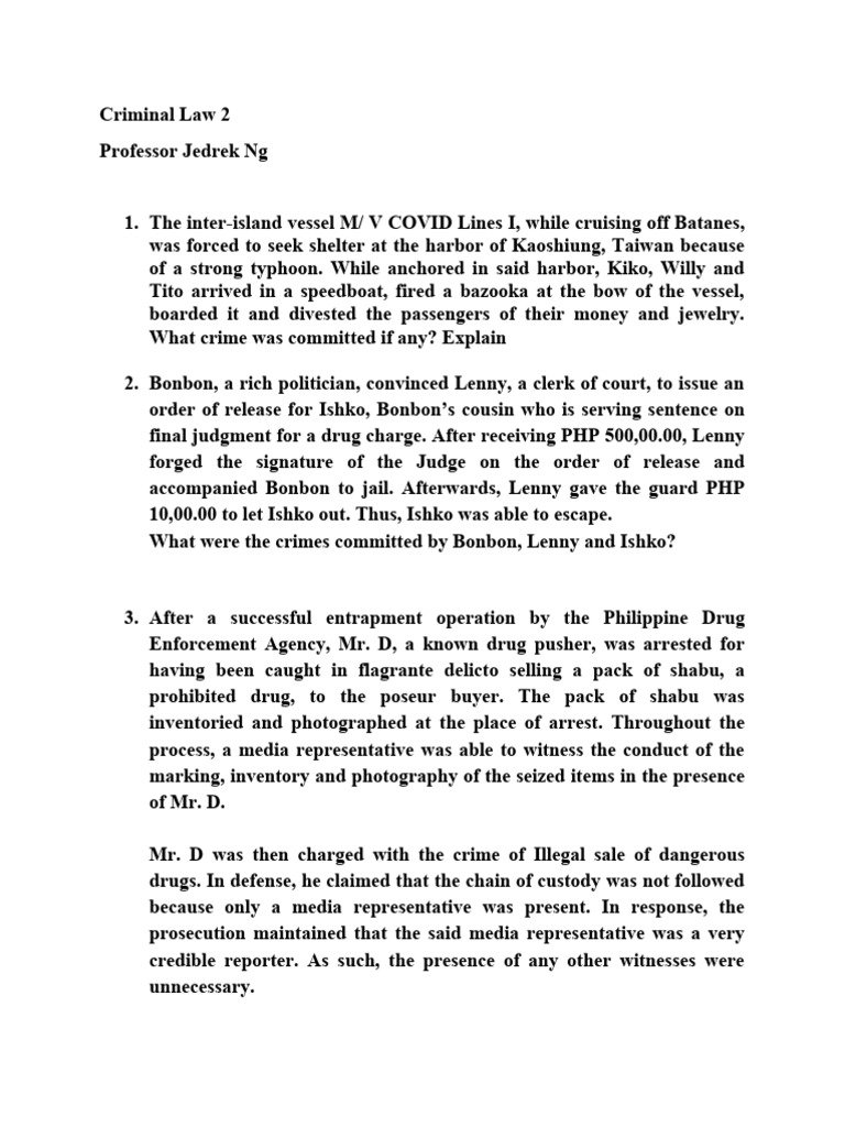 Crim Law 2 Midterms AUSL 2022 | PDF | Misconduct | Public Law Crim Law 2 Midterms AUSL 2022 | PDF | Misconduct | Public Law