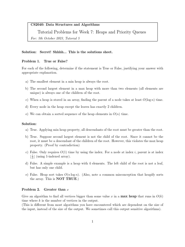 CS2040 Tutorial5 Ans | Download Free PDF | Algorithms And Data Structures | Algorithms