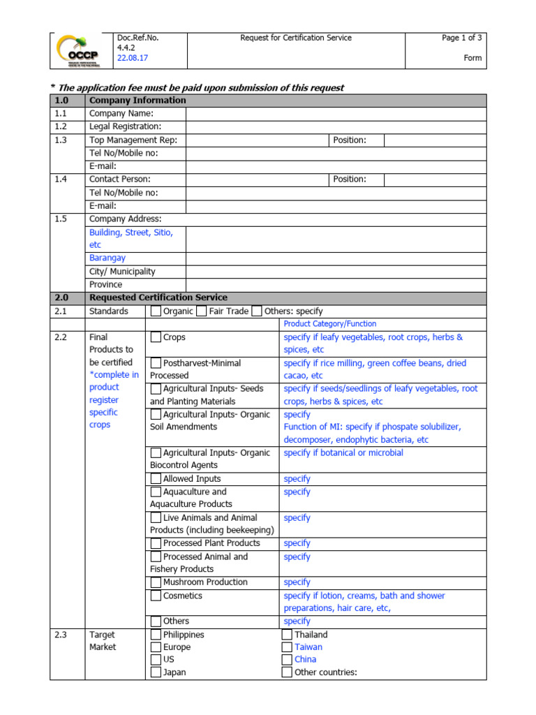4.4.2 Request - Certification Service 22.08.17 | PDF | Vegetables ...