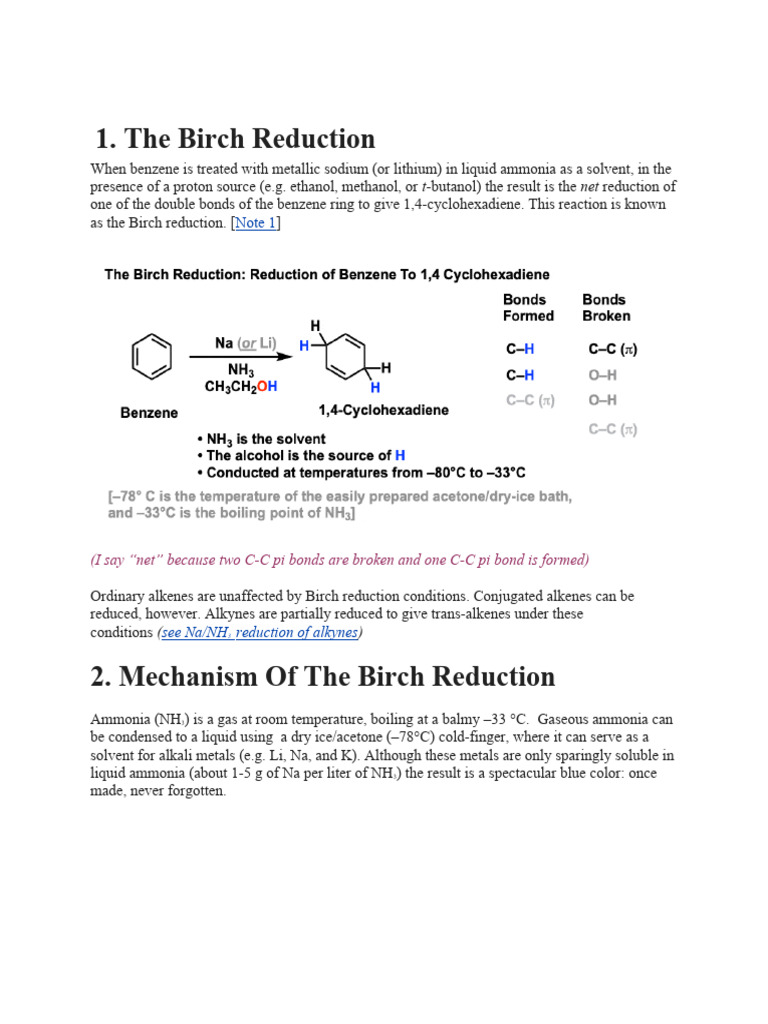 BIRCH REDUCTION | PDF | Ammonia | Organic Chemistry