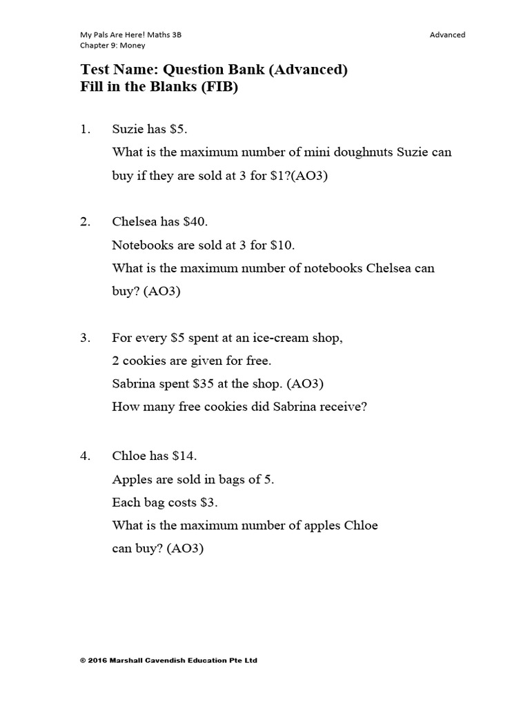 40 MPAH 3B 09 Question Bank Advanced Questions | PDF