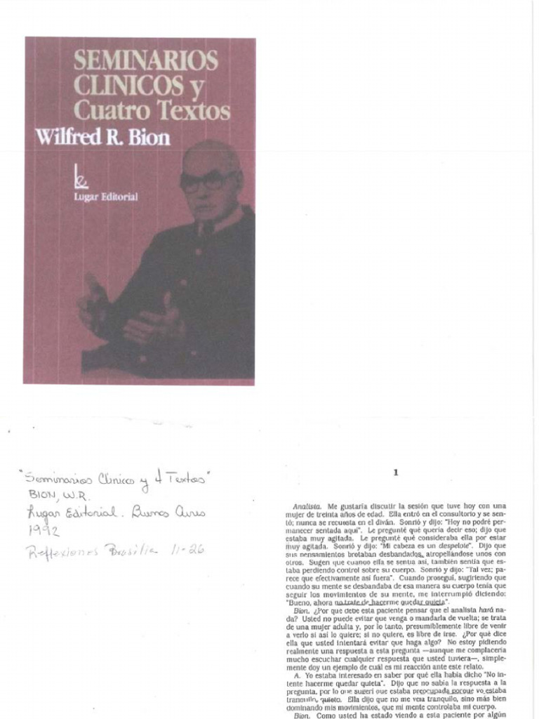 Wilfred R. Bion Seminarios Clinicos - Brasil (PDF de Texto) | PDF ...