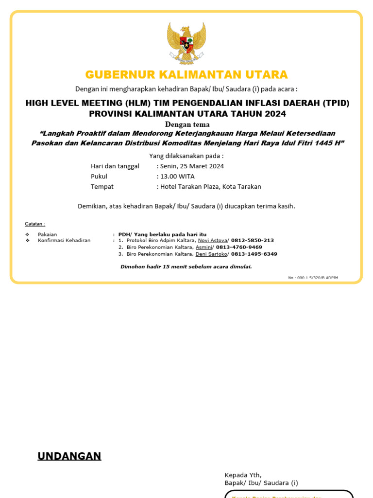 Undangan HLM TPID Kaltara 2024 | PDF