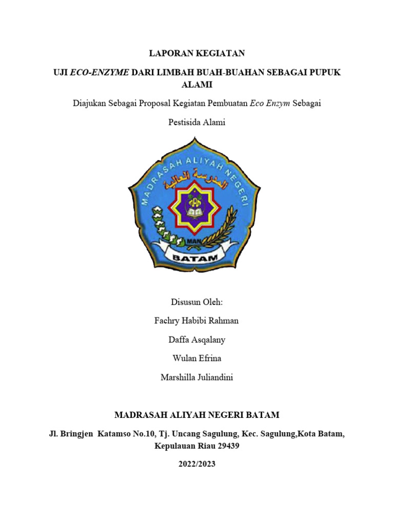 PROPOSAL - (Eco - Enzym) - Revisi Akhir | PDF | Sains & Matematika